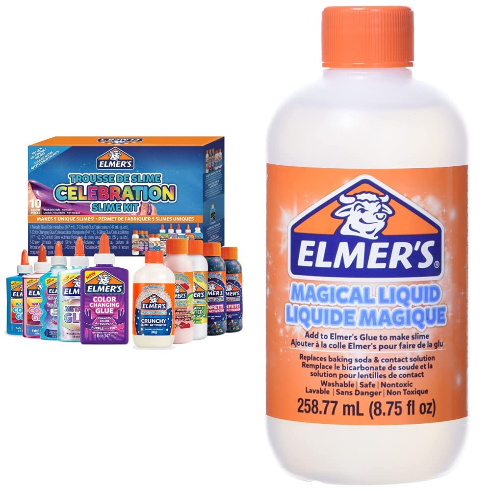Elmer's Celebration Slime Kit + Magical Liquid Activator Solution Bund ...